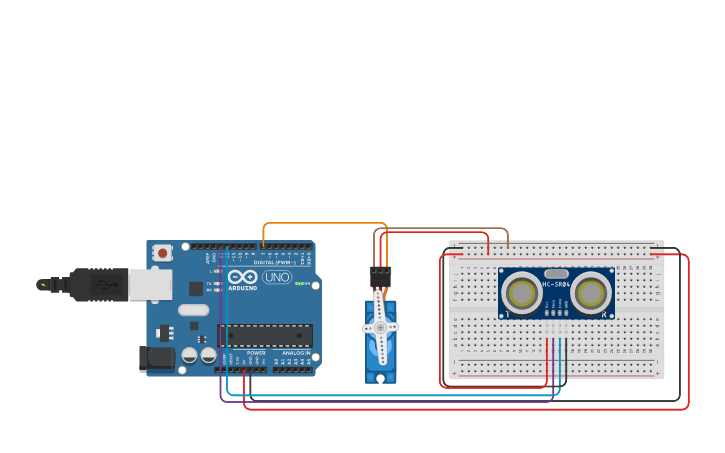 Circuit Design Servo With Ultrasonic Sensor Tinkercad 2837