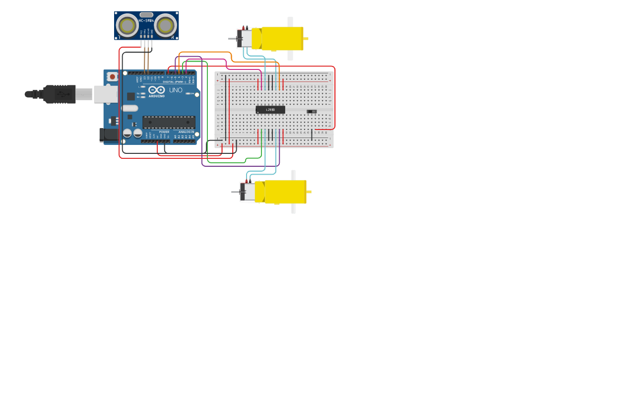 Circuit Design Object Avoidance Robot Tinkercad