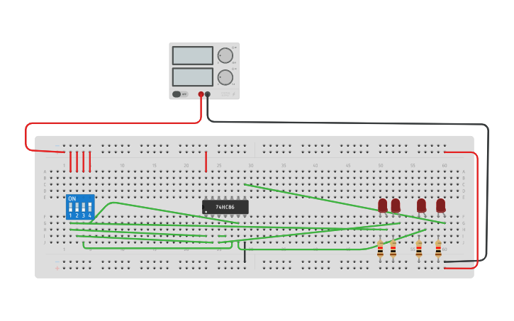 Circuit design gray code to binary converter - Tinkercad