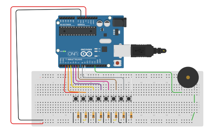Circuit design Zumbadores - Tinkercad