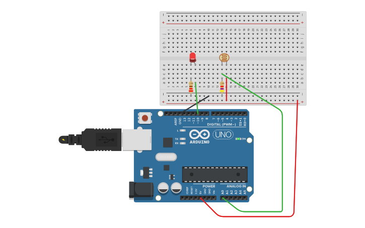 Circuit design Automatic Light Sensor - Tinkercad