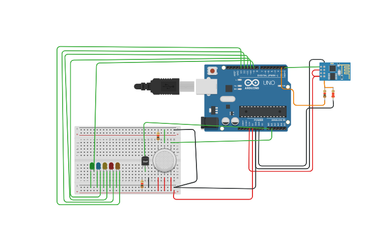 Circuit Design 2b Temp And Gas Real Time Environment Monitoring Tinkercad