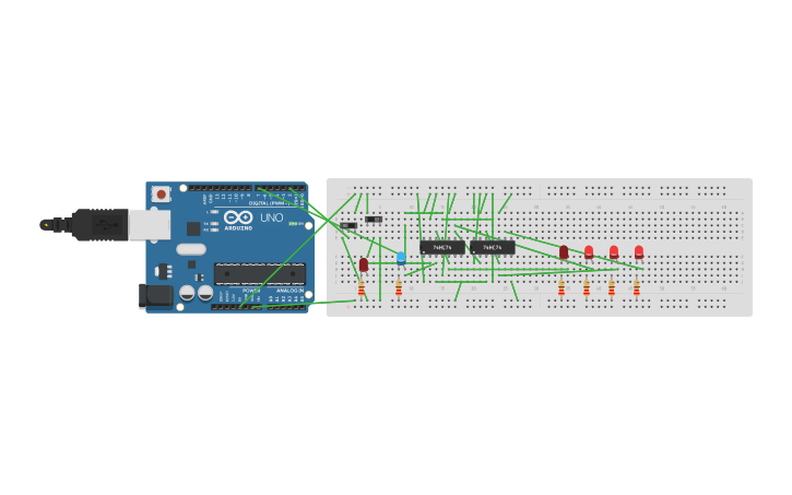 Circuit design Shift Register | Tinkercad