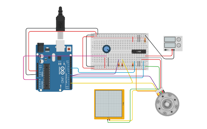 Circuit design TO2: Dc motor with Encoder - Tinkercad