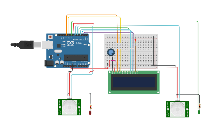 Circuit design VISITOR COUNTER - Tinkercad