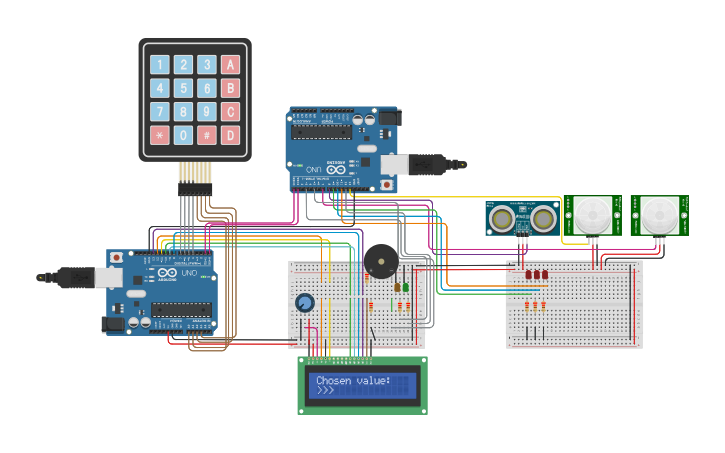 Circuit design Sensor Ultrasonidos con Arduino para Alarma de Seguridad ...