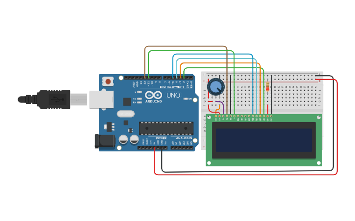 Circuit design Display 16x2 com arduino - Tinkercad