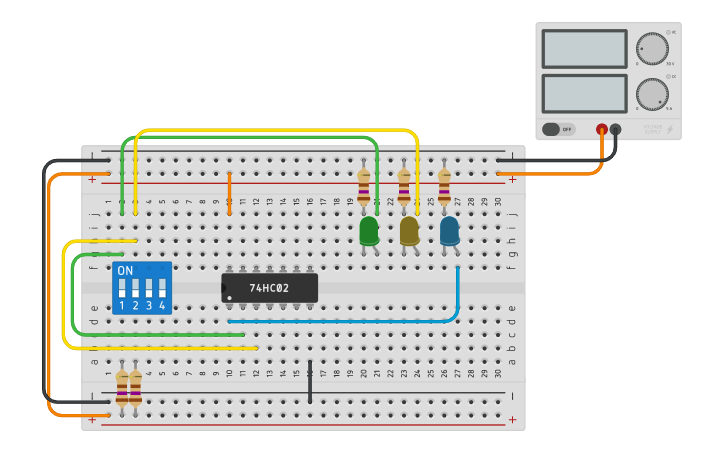 Circuit design 74HC02 NOR Gate | Tinkercad