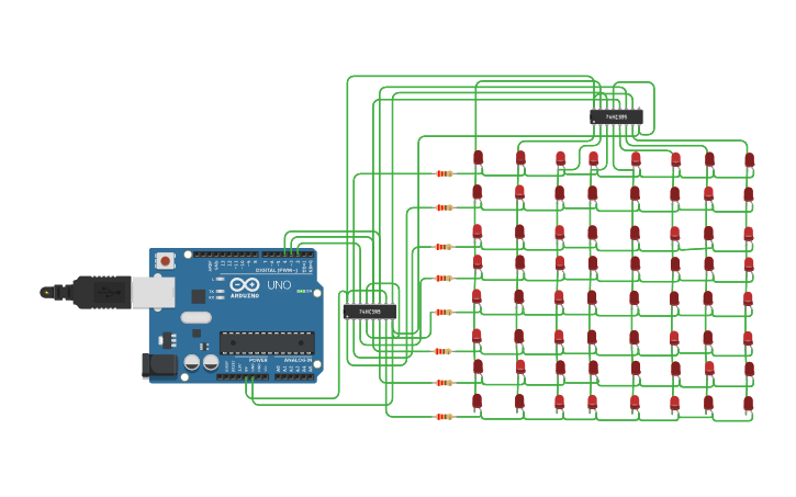 Circuit design LED матрица 8x8 - Tinkercad