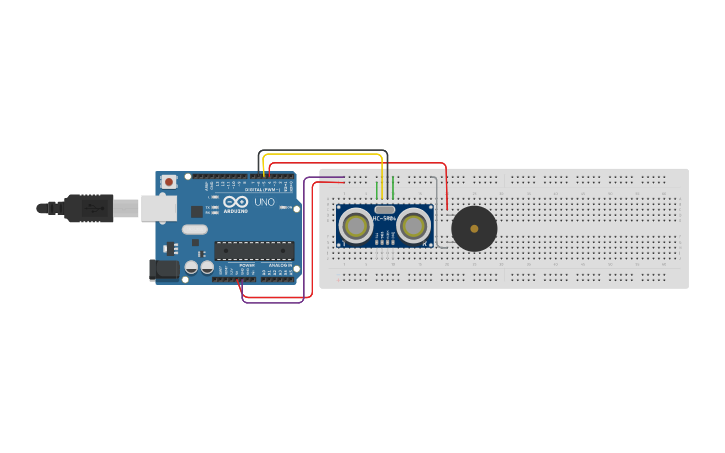 Circuit design Sensor Ultrasonik | Tinkercad
