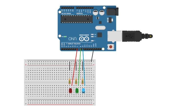 Circuit design Projeto 10 - Condicional simples com leds | Tinkercad