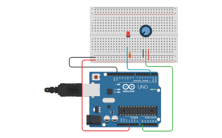 Circuit design Potentiometer Blink - Tinkercad Circuit design Potentiometer Blink - Tinkercad