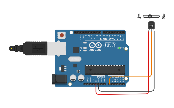 Circuit Design Temperature Sensor Tinkercad