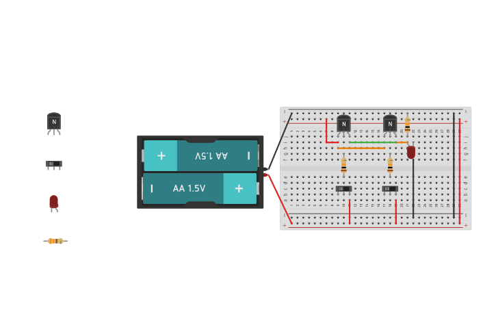 Circuit design OR - Transistors NPN | Tinkercad