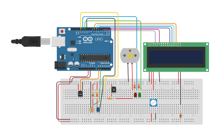 Circuit design Smart Plant Monitoring System - Tinkercad