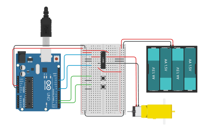 Circuit design DC MOTOR - Tinkercad
