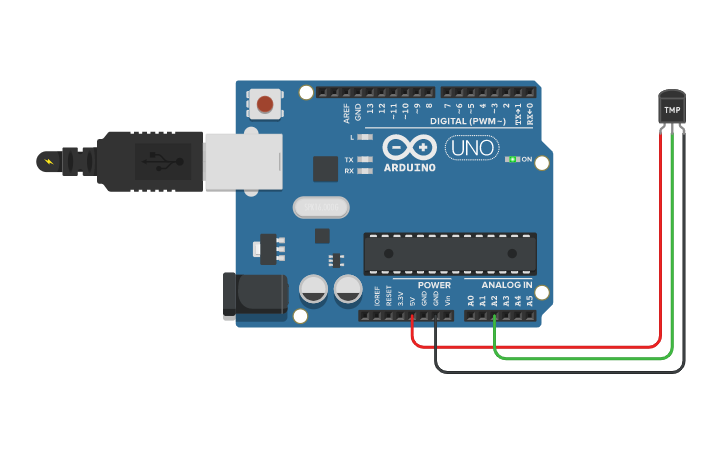 Circuit design Arduino Sensor Suhu - Tinkercad