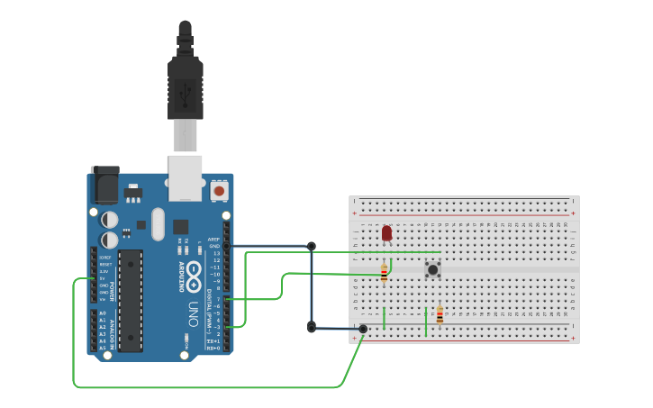 Circuit design Copy of Button | Tinkercad
