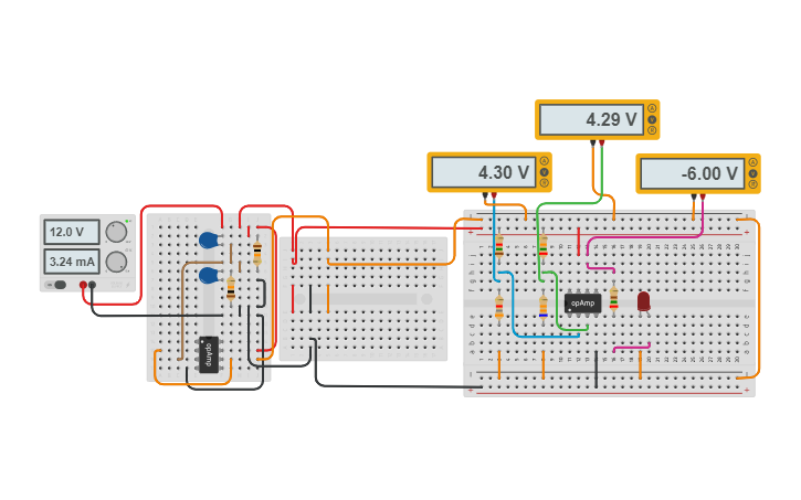 Circuit design Copy of Rangkaian Komparator OpAmp LED - Tinkercad