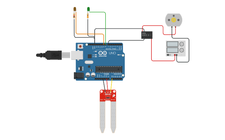 Circuit design Automatic plant watering system - Tinkercad