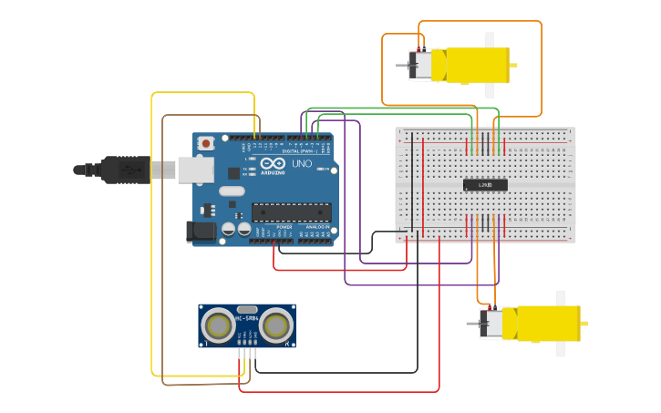 Circuit design Obstacle Avoiding Robot | Tinkercad