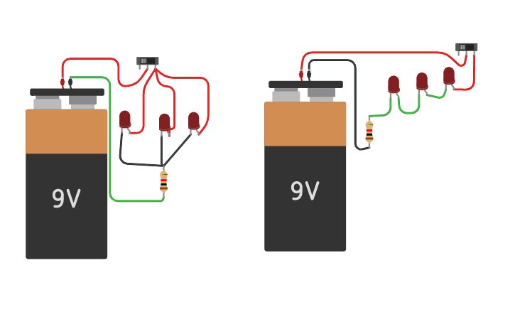 Circuit design Parallel and series arrangement. - Tinkercad