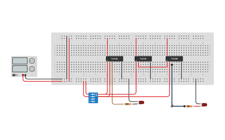 Circuit design Half subtractor using AND, NOT and XOR gates | Tinkercad