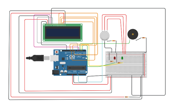 Circuit design sensores gas - Tinkercad