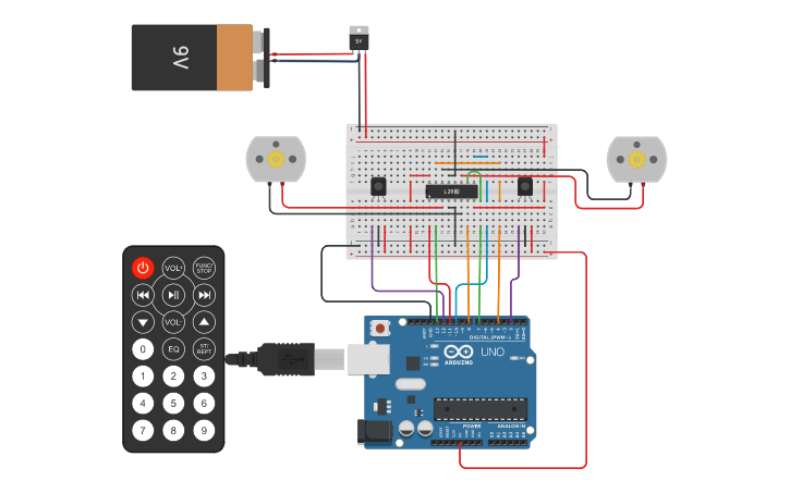 Circuit design Line Following Robot(Duplicate) | Tinkercad