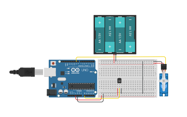 Circuit design tmp36 complete code - Tinkercad