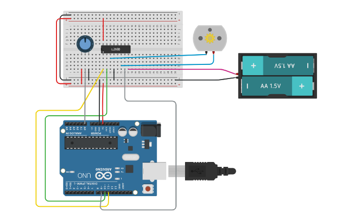 Circuit design L293D DC Motor | Tinkercad