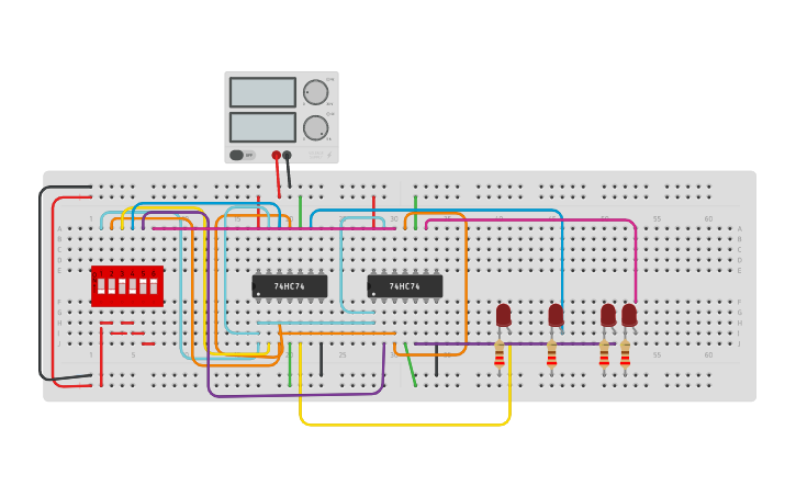 Circuit design PIPO Shift Register - Tinkercad