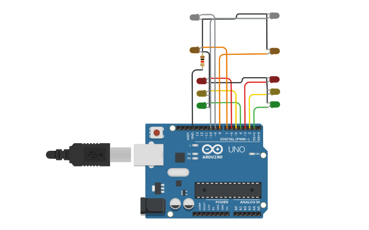 Circuit design Intersection Stoplight | Tinkercad