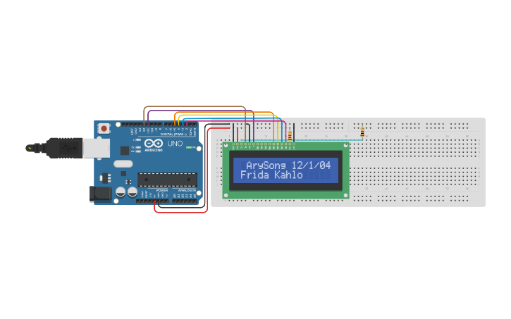 Circuit design Actividad 4 Ary Song LCD - Tinkercad