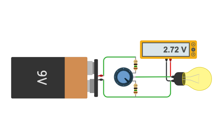 Circuit design Voltage Divider with Resistors - Tinkercad