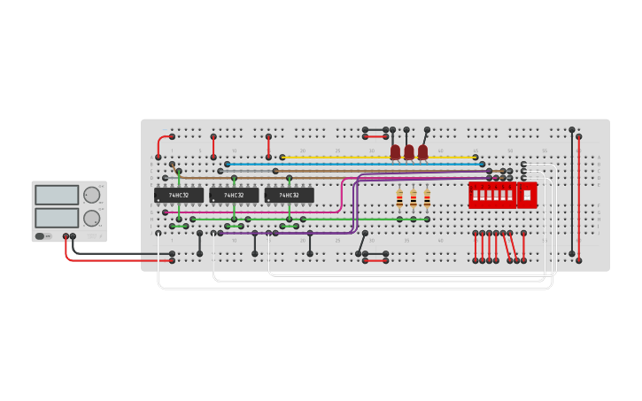 Circuit design 8:3 ENCODER using 74HC32 - Tinkercad