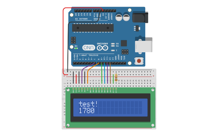 Circuit design LCD表示（Arduino UNO） - Tinkercad