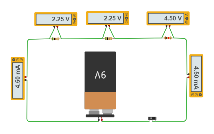 Circuit design V/I series circuit | Tinkercad