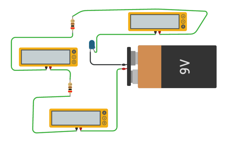 Circuit design LED + bateria 9V + Resistor 400 ohms | Tinkercad