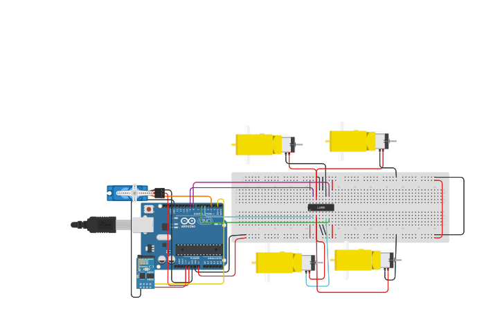 Circuit design Simulación Carro - Tinkercad