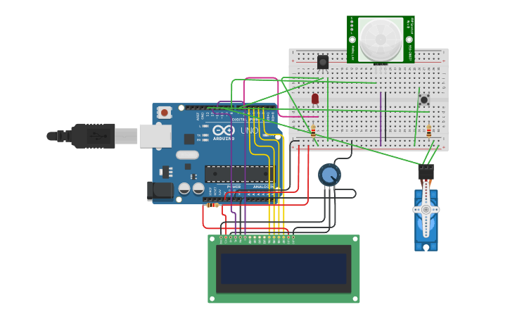 Circuit design Lcd y sensor - Tinkercad