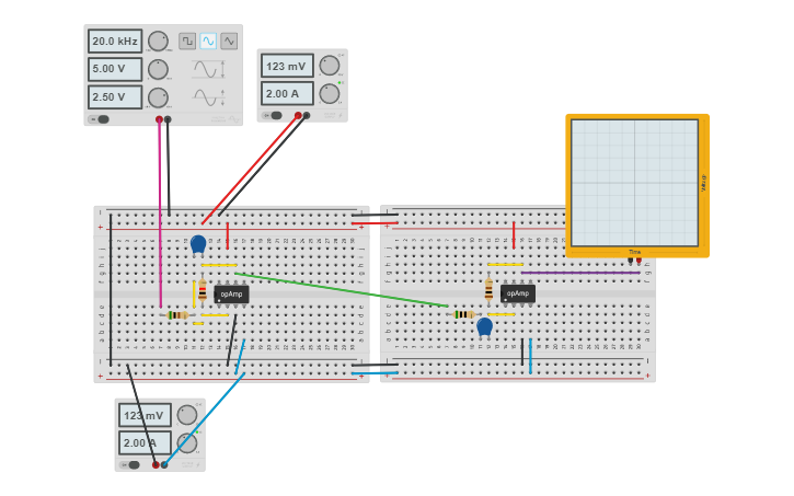 Circuit Design Filtro Pasa Banda Tinkercad