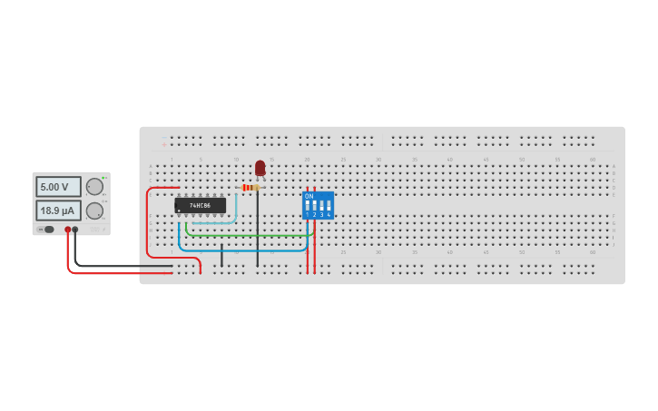 Circuit design Puerta XOR - Tinkercad