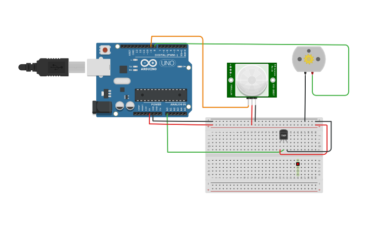 Circuit design fan control - Tinkercad