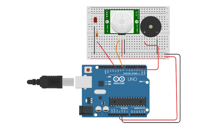 Circuit design Smart Security System - Tinkercad