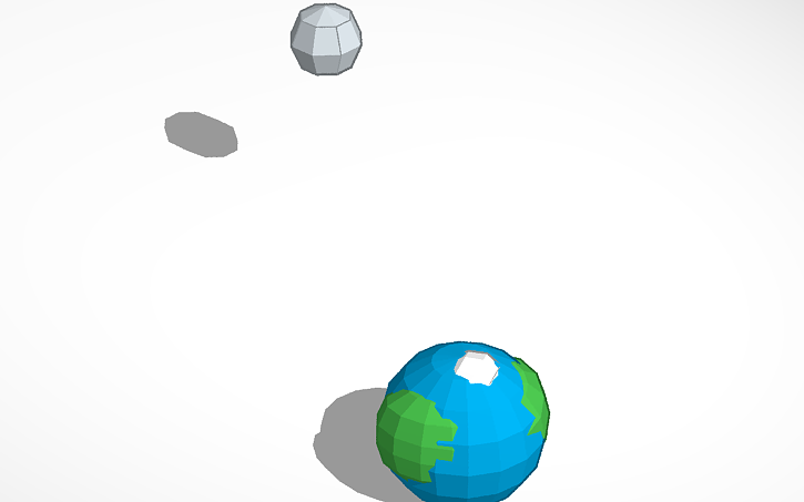 3D design Earth-like planet with a moon | Tinkercad