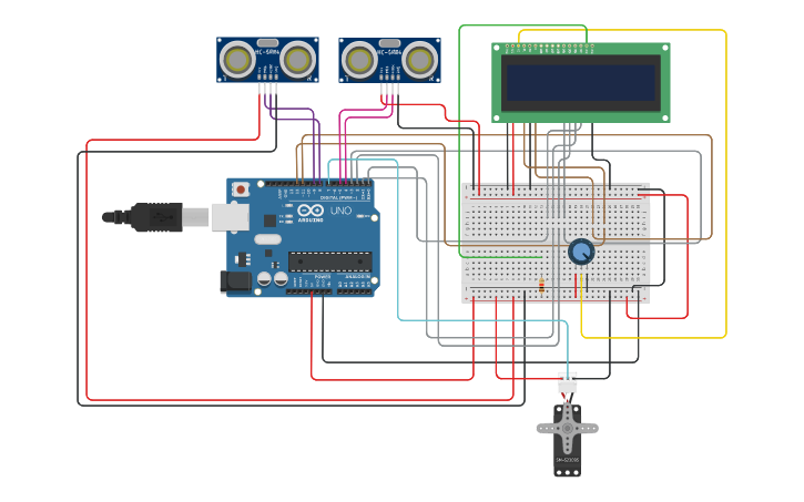 Circuit design PROJECT-1(hand sanitizer dispenser) | Tinkercad