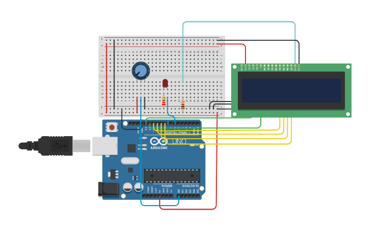 Circuit Design Percentage Of Pot On Lcd And Dimming Of Led Using Pot Tinkercad