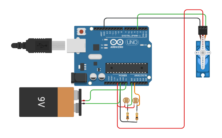 Circuit Design Solar Tracker Tinkercad