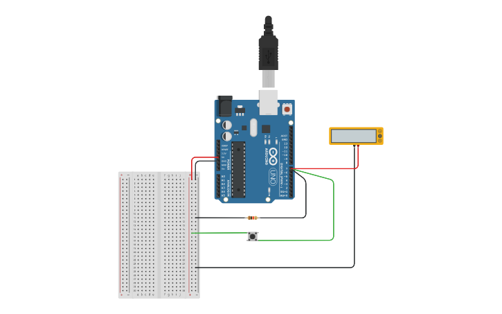 Circuit design Circuito con Pulsador | Tinkercad